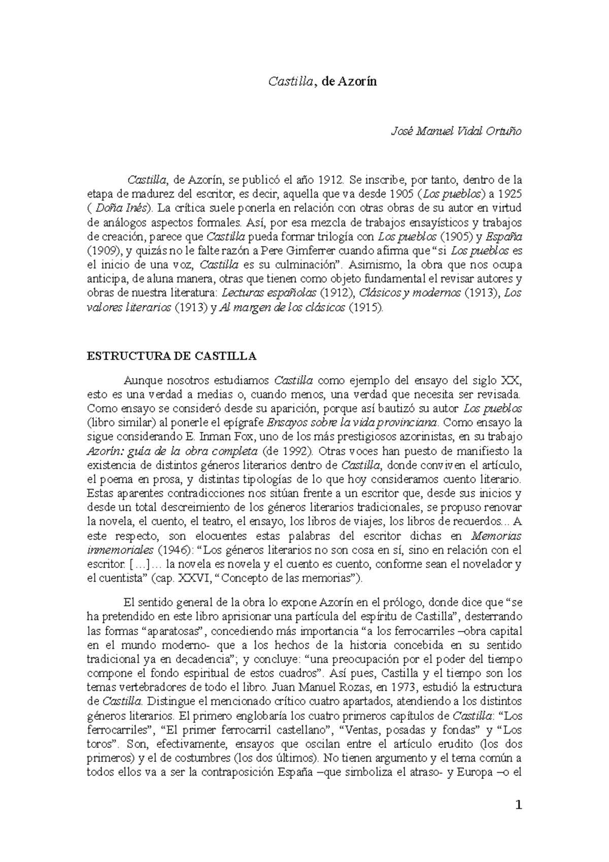 Azorin Castilla - Castilla, de Azorín José Manuel Vidal Ortuño Castilla ...