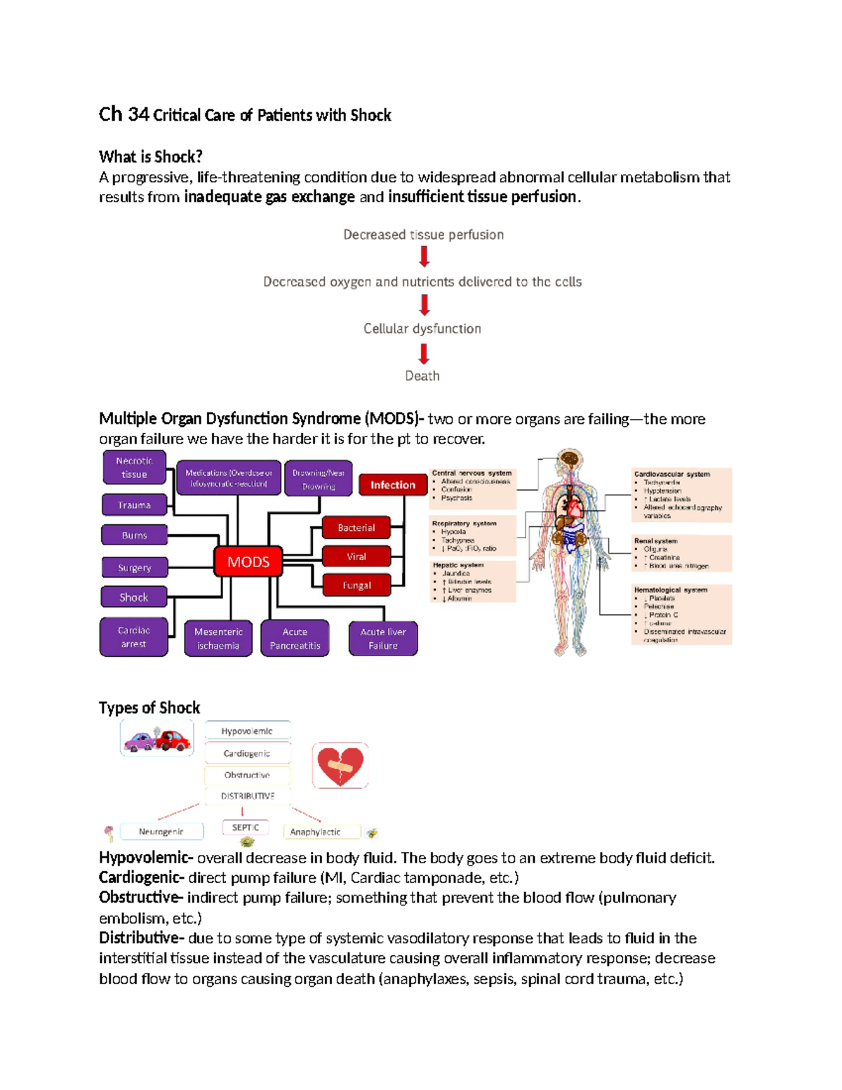 Ch 34 Shock - Ch 34 Critical Care of Patients with Shock What is Shock ...