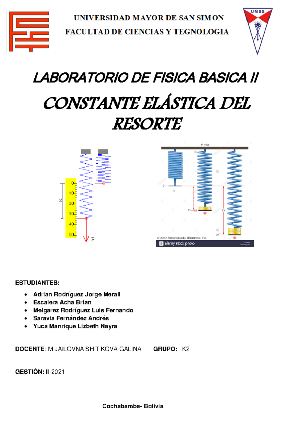 Constante Elástica DEL Resorte - LABORATORIO DE FISICA BASICA II ...