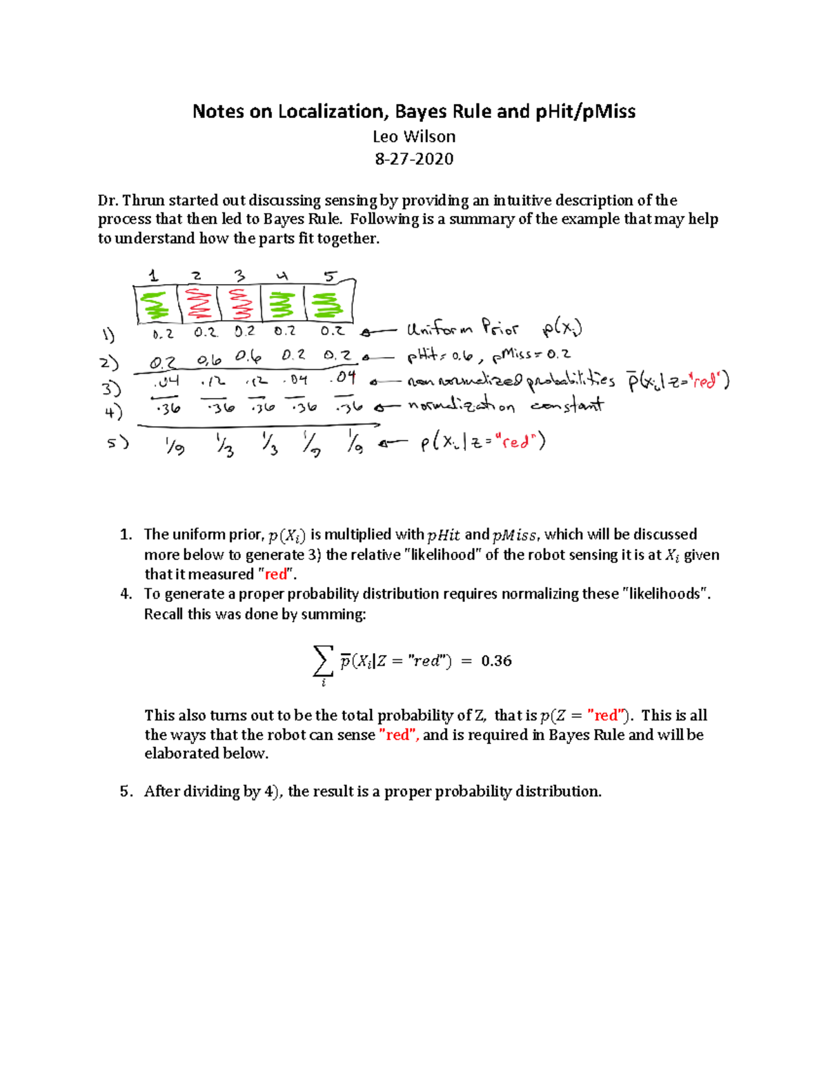Notes On Localization And Bayes Rule Notes On Localization Bayes Rule And Phitpmiss Leo