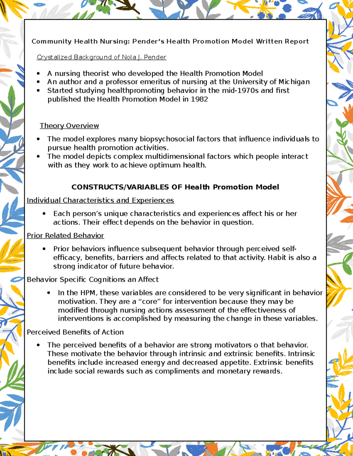 CHN Written Report - Community health nursing - Community Health ...