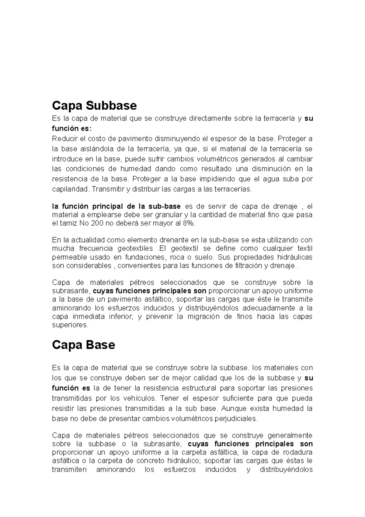 Capa Subbase - Capa Subbase Es la capa de material que se construye ...