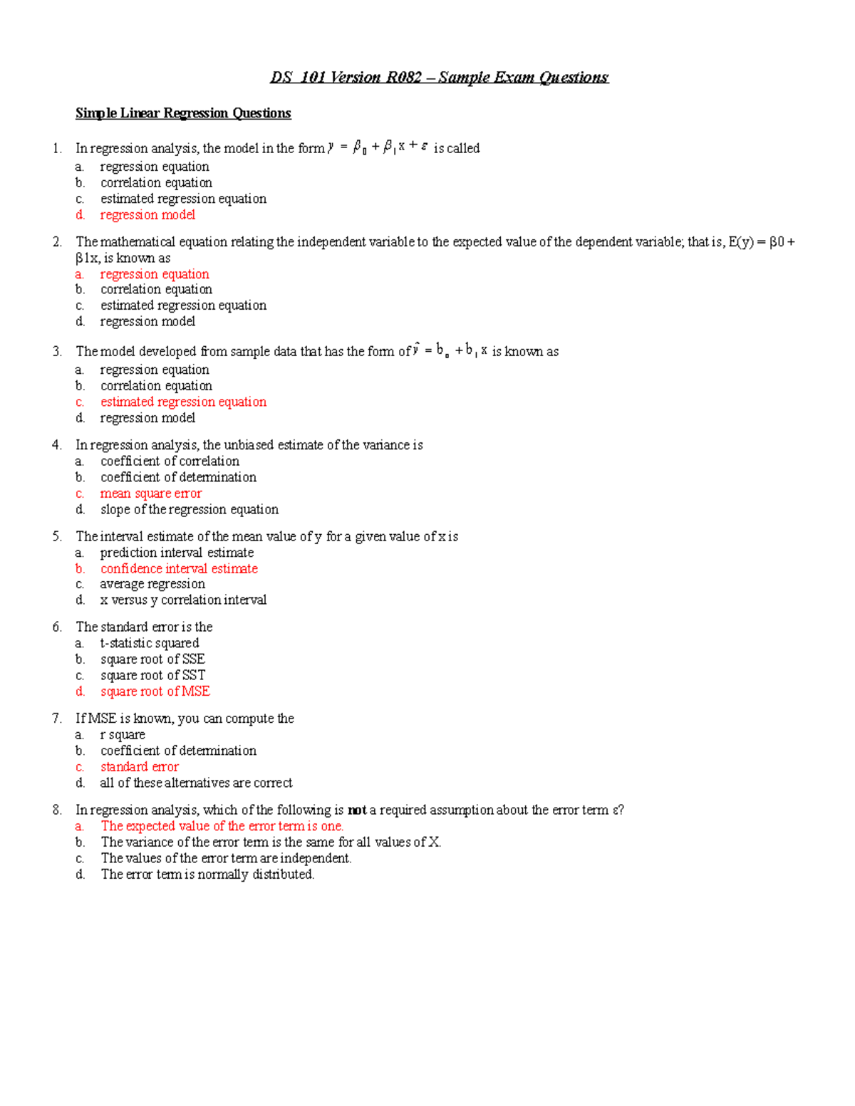Sampleexam 2questions - DS 101 Version R082 – Sample Exam Questions ...