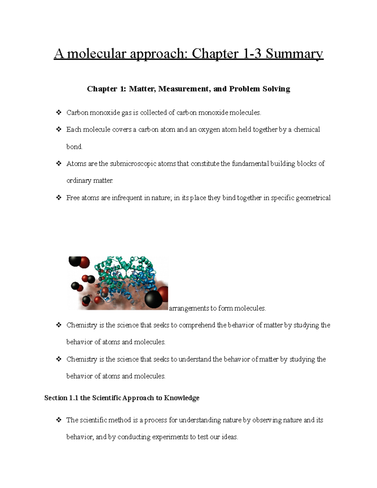 A molecular approach Chapter 1-3 Summary - A molecular approach ...