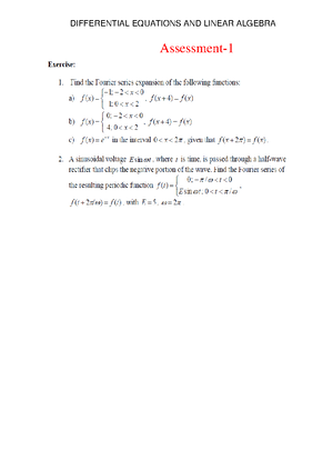 DELA DA1 - Algebra classwork - MAT2002 (B2+TB2) Applications of Differential and Difference ...