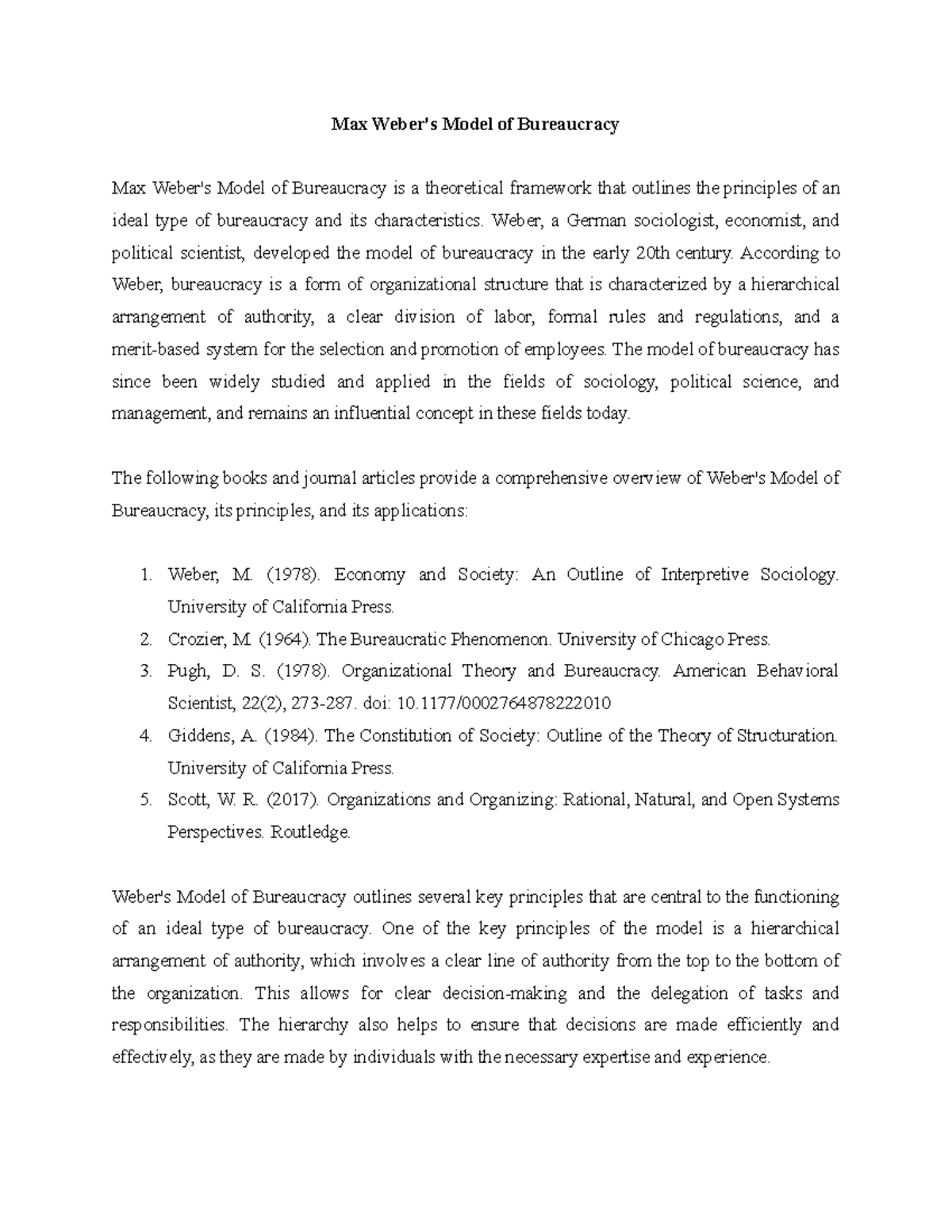 Max Weber's Model of Bureaucracy - Weber, a German sociologist ...