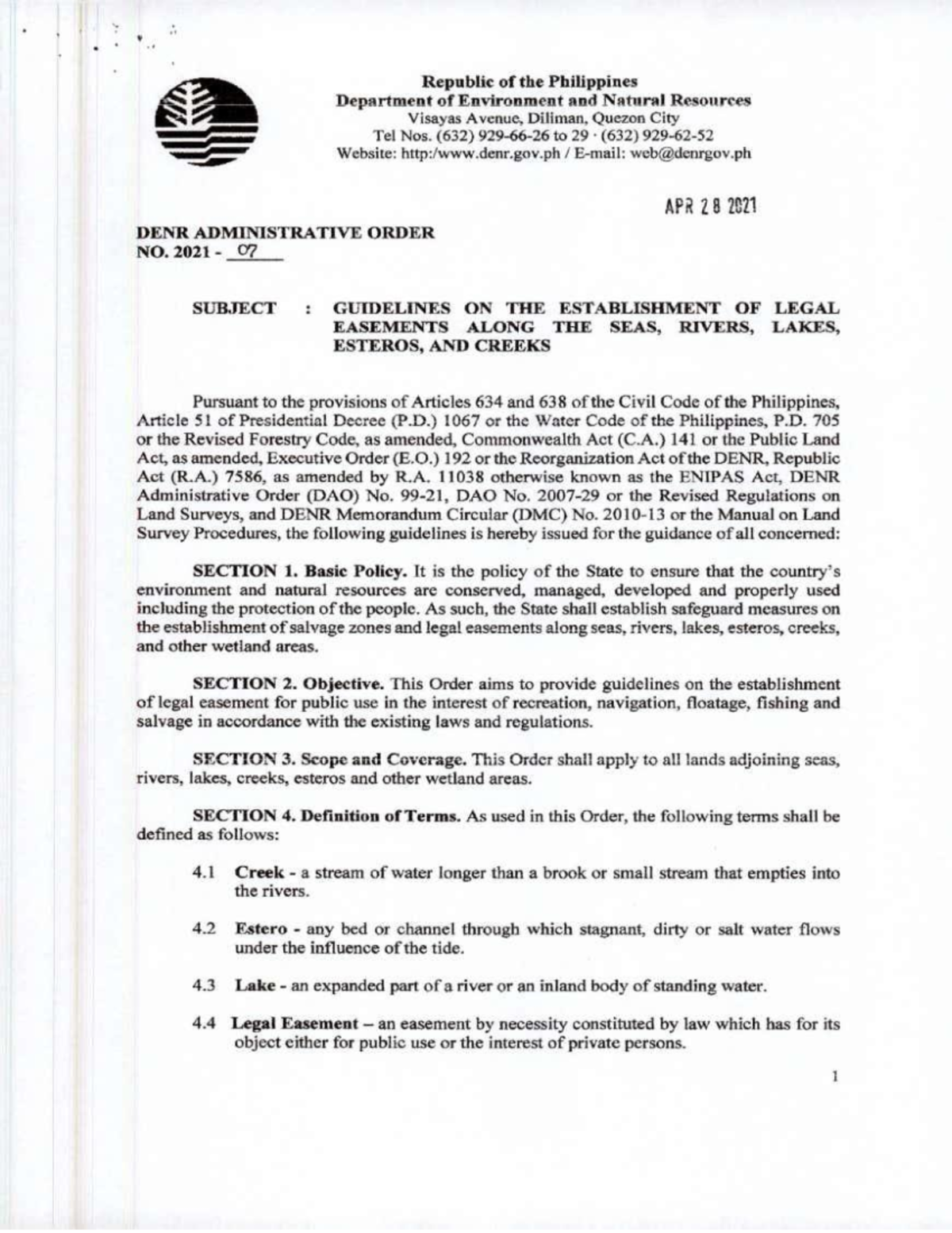 DAO 2021 07 - DENR - Law on Public Officers - Studocu