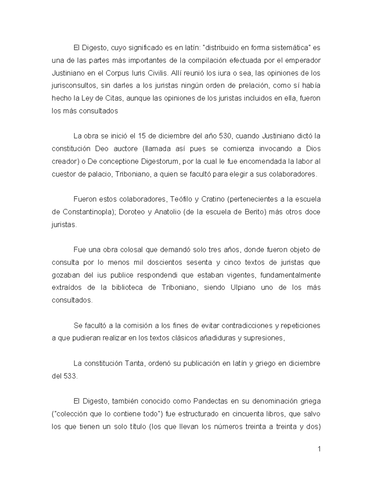 Digesto - ejercicio - El Digesto, cuyo significado es en latín ...