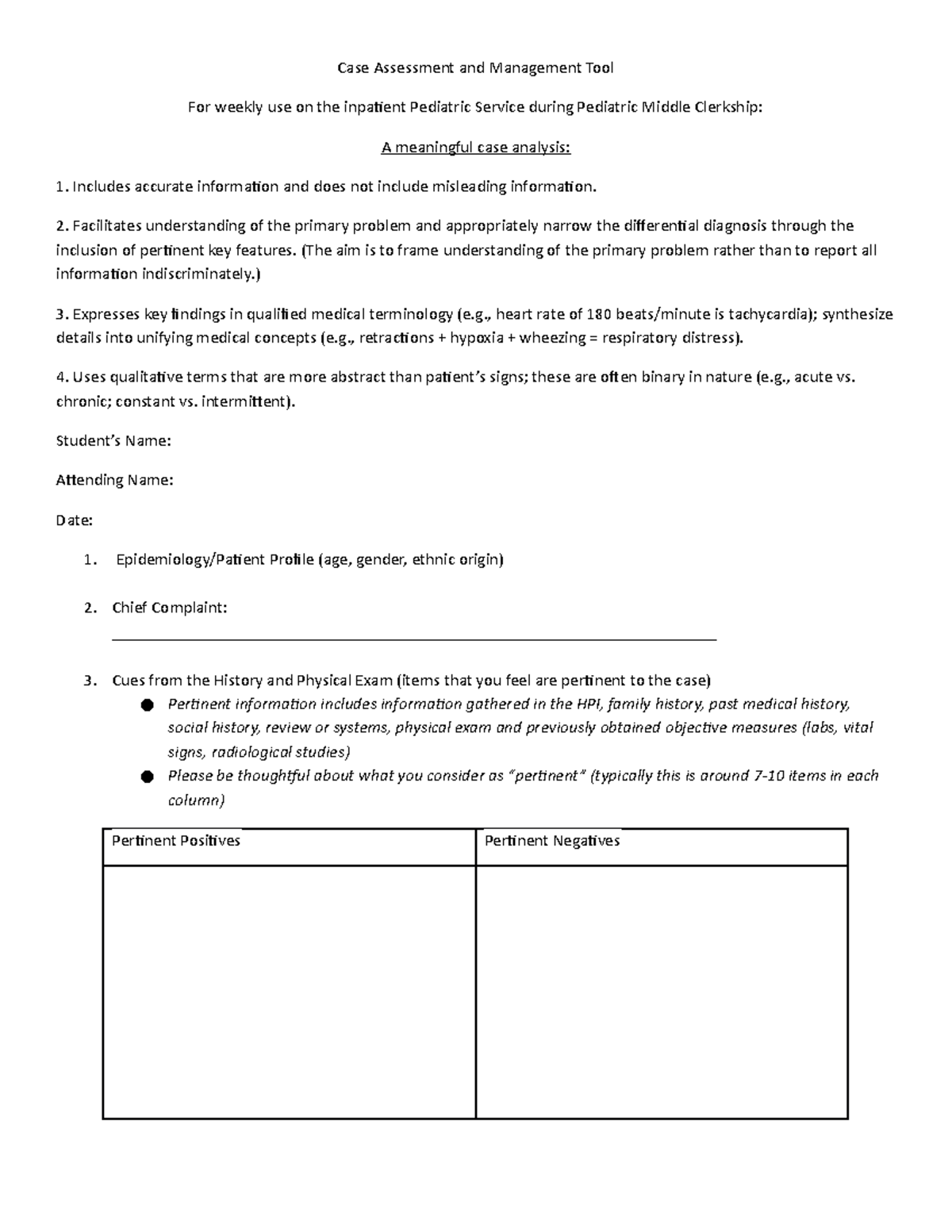 Case Assessment and Management Tool - Facilitates understanding of the ...