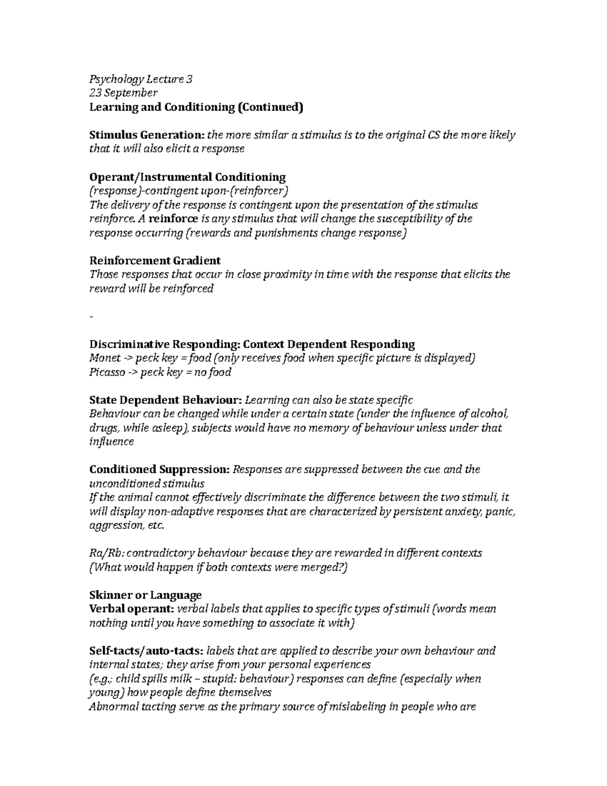 Psychology Lecture 3 - Prof. Neil Fournier - Psychology Lecture 3 23 ...