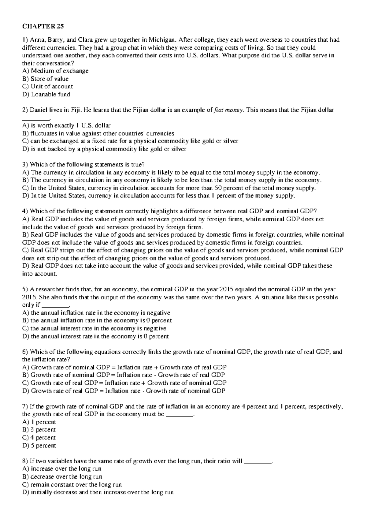 Ec102 2023 2024 spring ch25 youtube exercise - CHAPTER 25 Anna, Barry, and Clara grew up ...