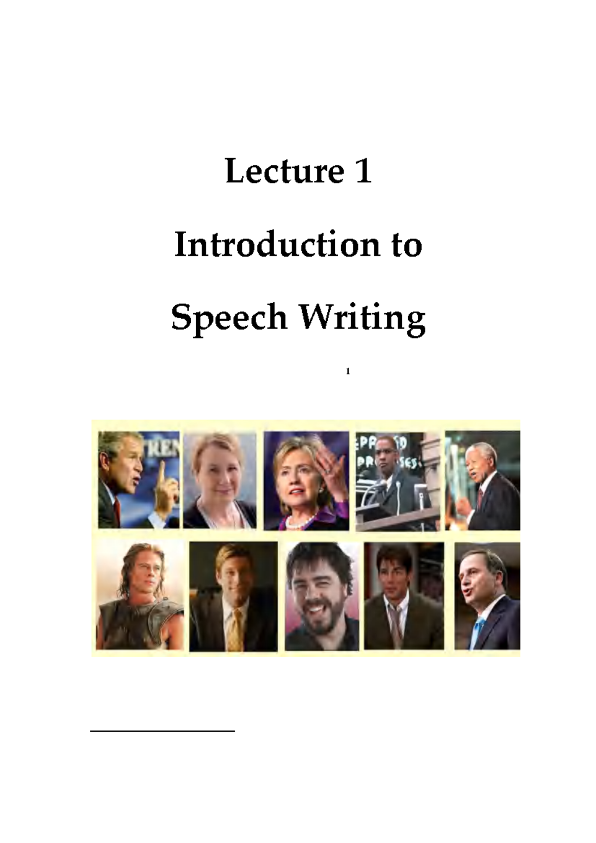 Introduction to Speech Writing. 2020 - Lecture 1 Introduction to Speech ...