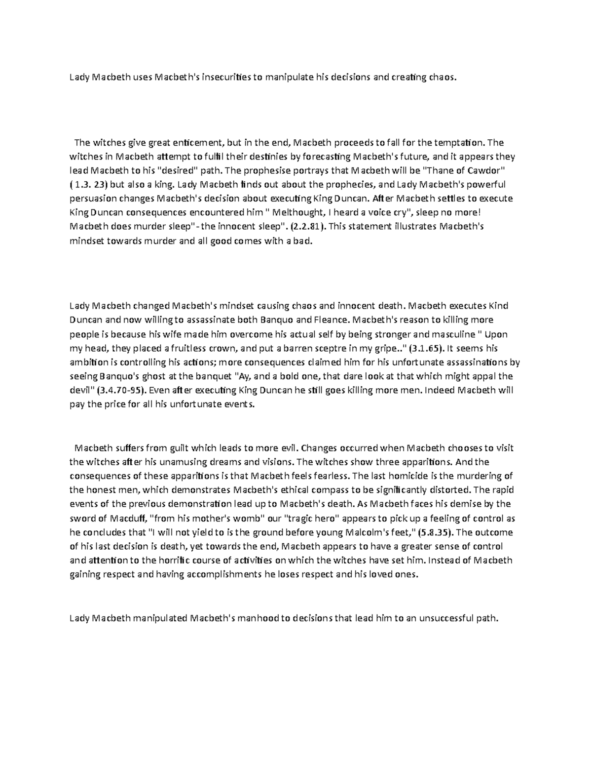 Macbeth - it helps with learning - Lady Macbeth uses Macbeth's ...