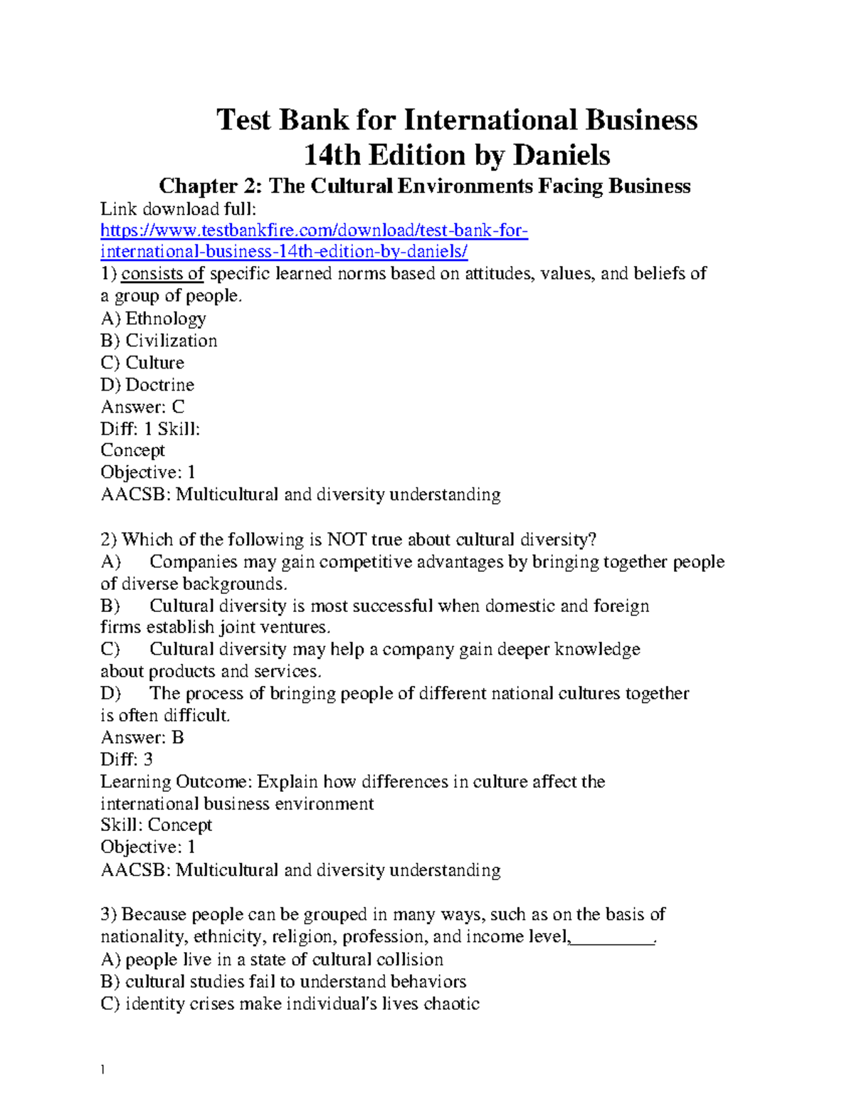 Download Test Bank for International Business 14th Edition by Daniels ...