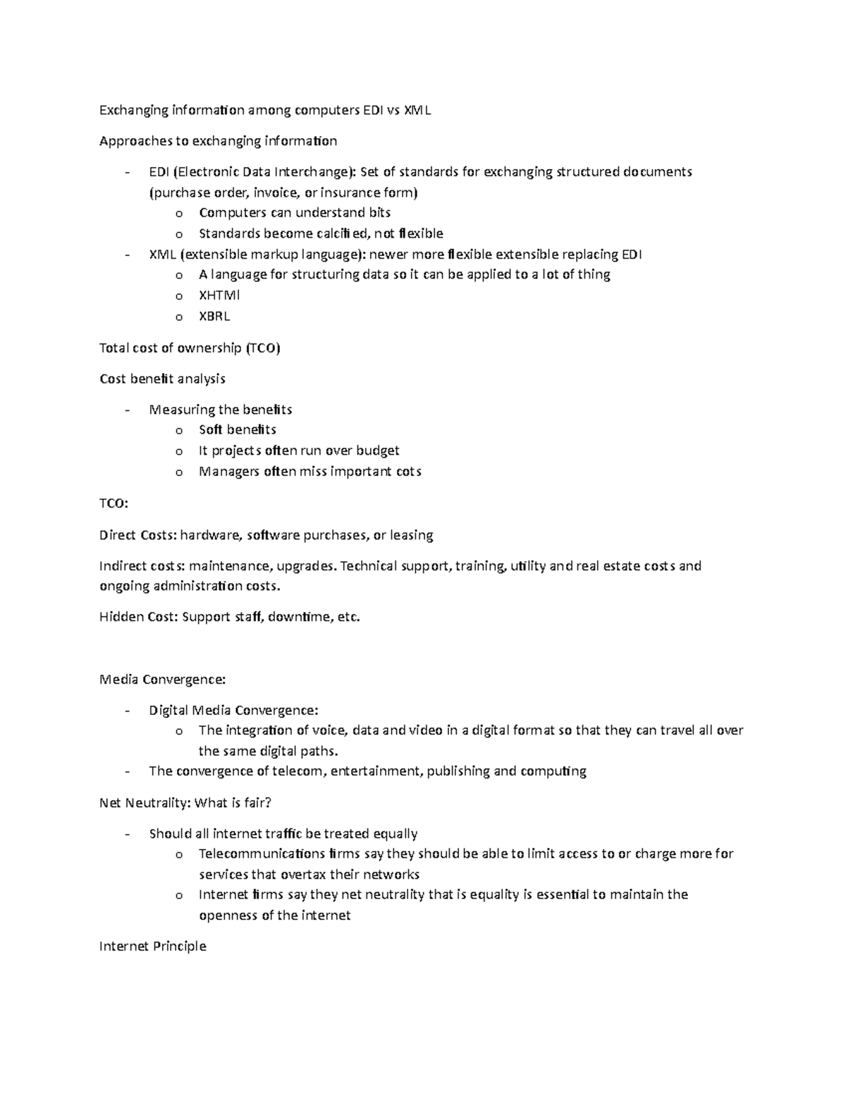Information systems Module 13 Class Notes - Exchanging information ...