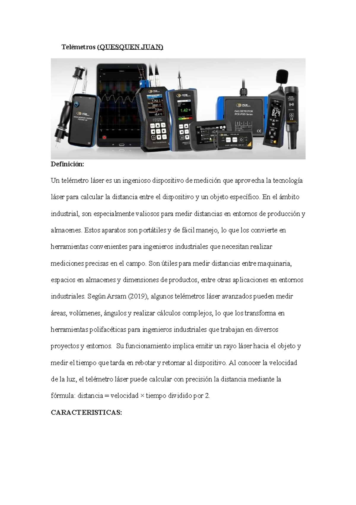 Parte DEL Trabajo - avance 1 metrologia - Telémetros (QUESQUEN JUAN ...