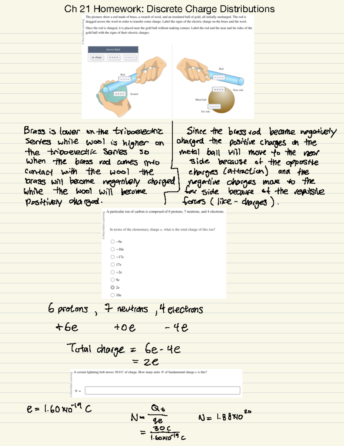 PHYS 121 Ch 21 Homework Discrete Charge Distributions - Ch 21 Homework: Discrete Charge - Studocu