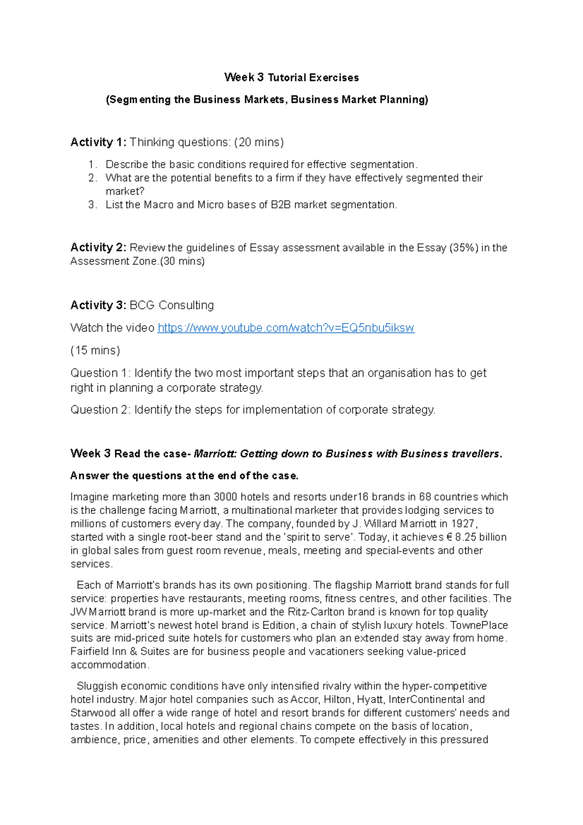 Week 3 Tutorial exercises - Week 3 Tutorial Exercises (Segmenting the ...