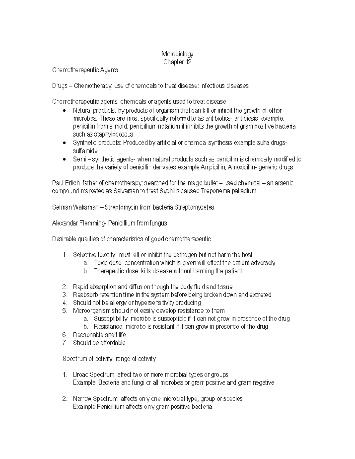 BIO Chemotherapeutic agents chapter 12 of Talaro - Microbiology Chapter ...