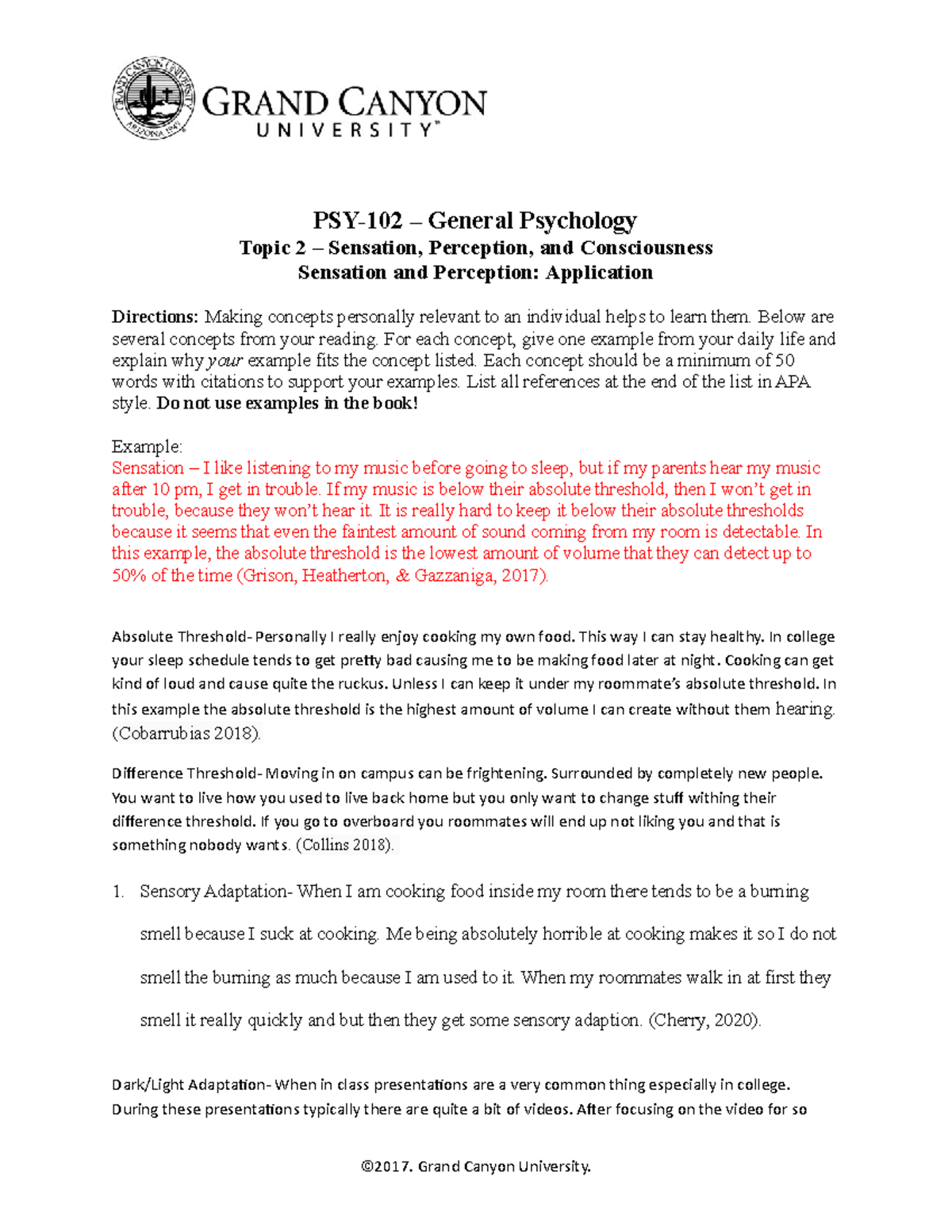 Sensation project - PSY-102 – General Psychology Topic 2 – Sensation ...