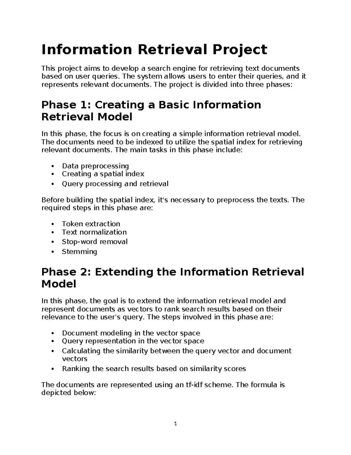 Information Retrieval Project - The system allows users to enter their queries, and it ...