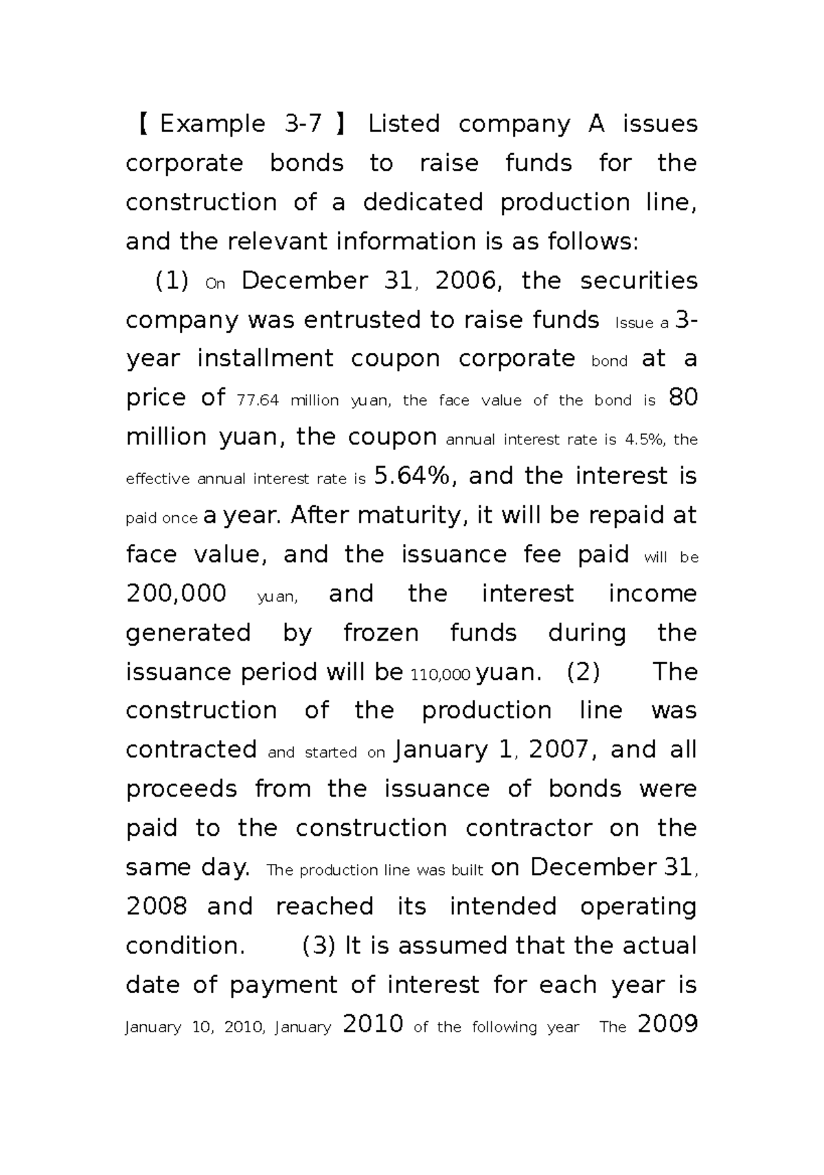 ACC 101 Example 3-7 - 【 Example 3-7 】 Listed company A issues corporate ...