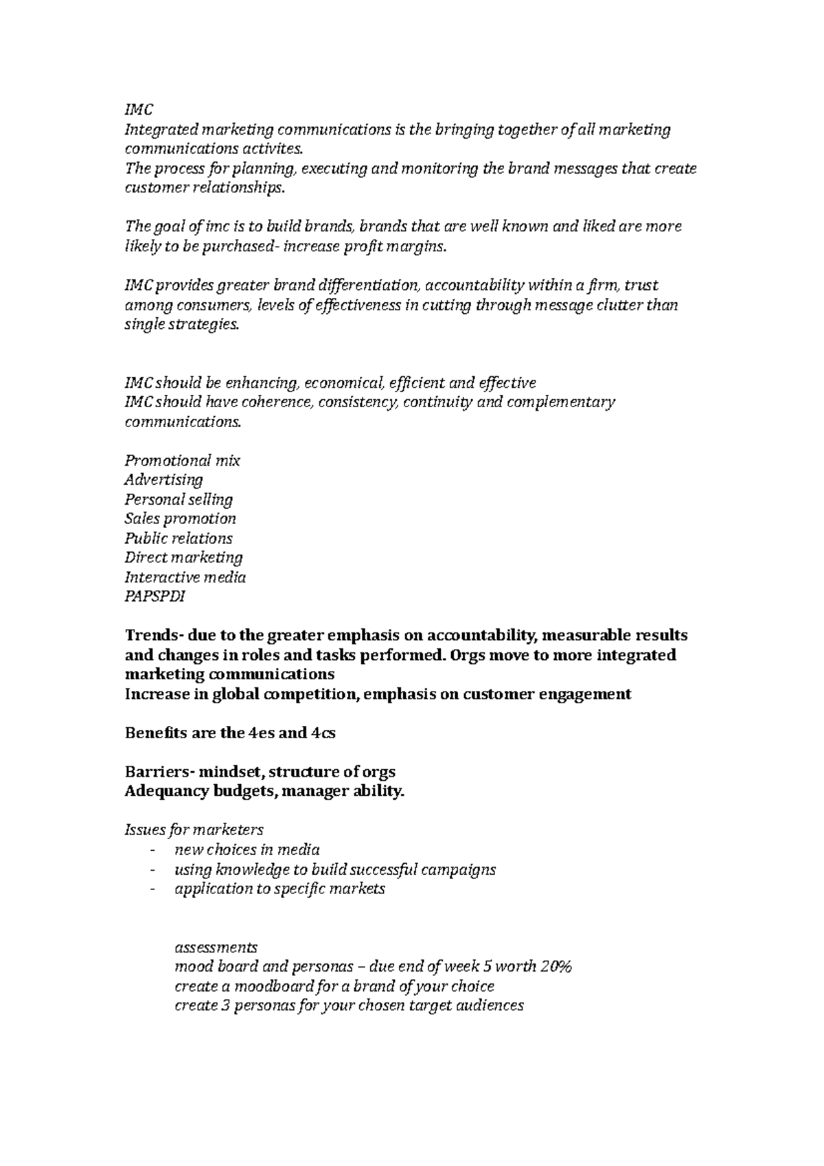 IMC - imc notes - IMC Integrated marketing communications is the ...