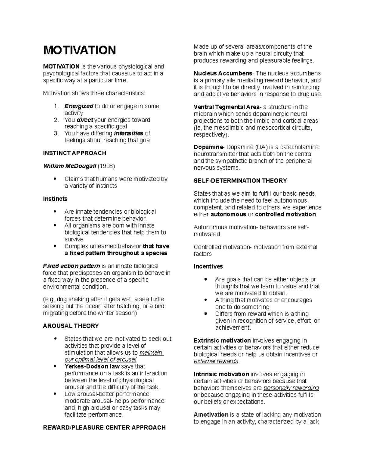 Motivation-1 - All about motivation - MOTIVATION MOTIVATION is the ...