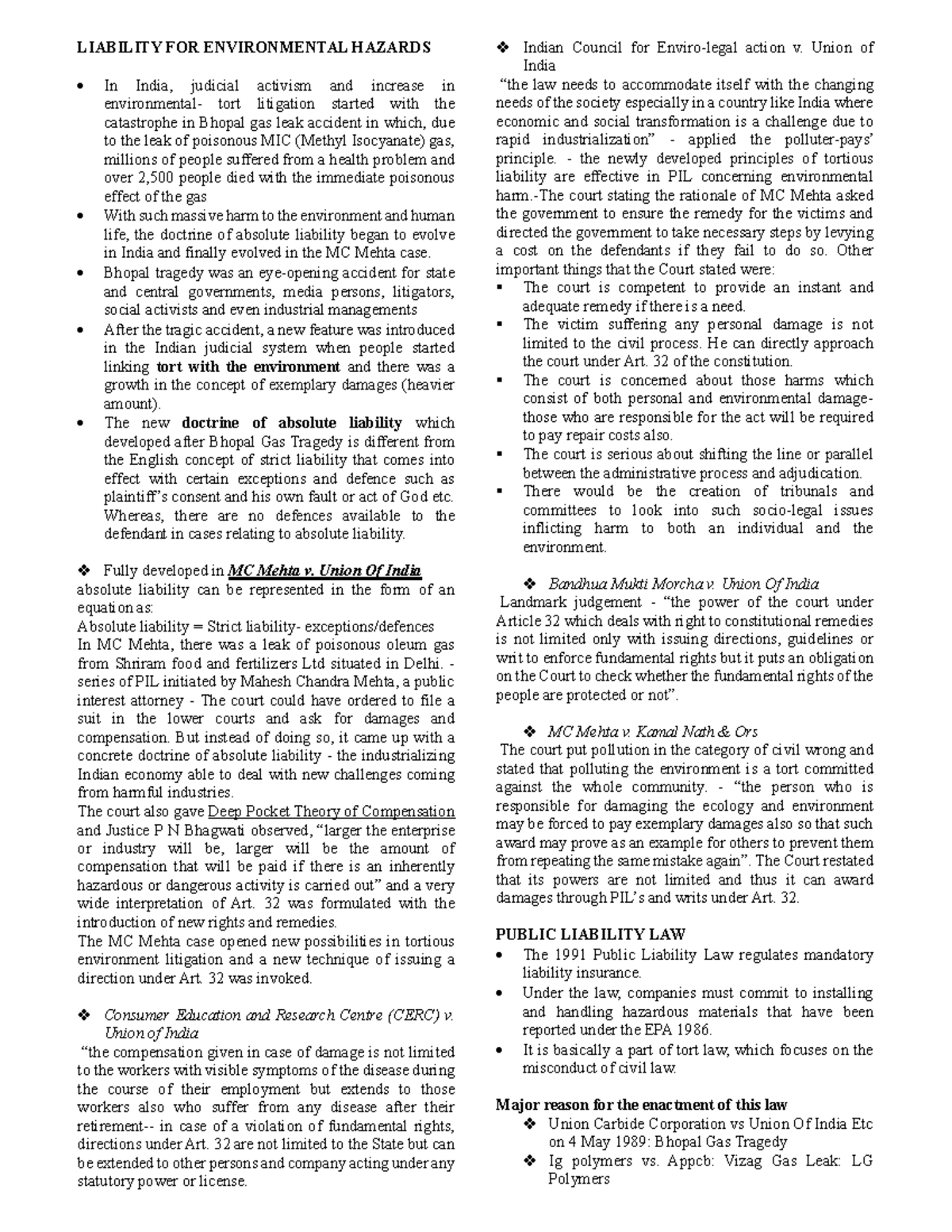 ELModule 5 - Environmental law book - LIABILITY FOR ENVIRONMENTAL ...