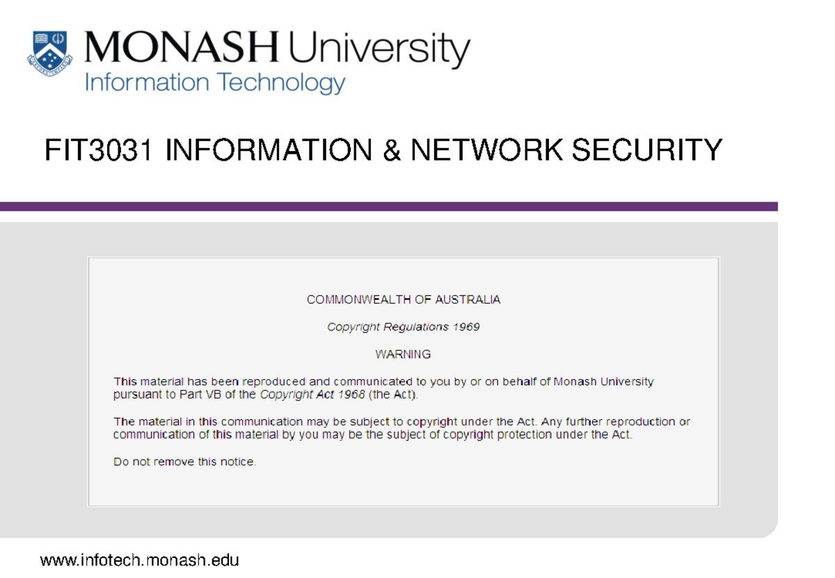 LN9 Intrusion detection - FIT3031 INFORMATION &amp; NETWORK SECURITY ...