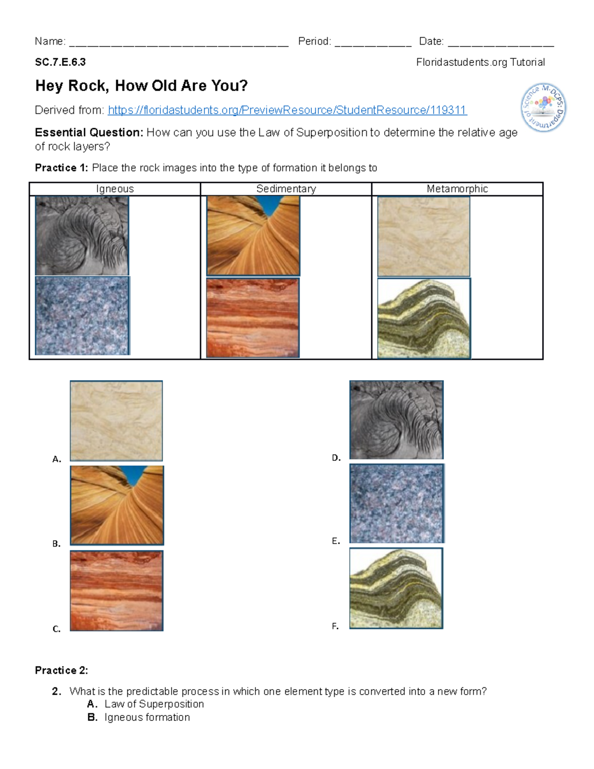 Floridastudents - SC.7.E - Name ...
