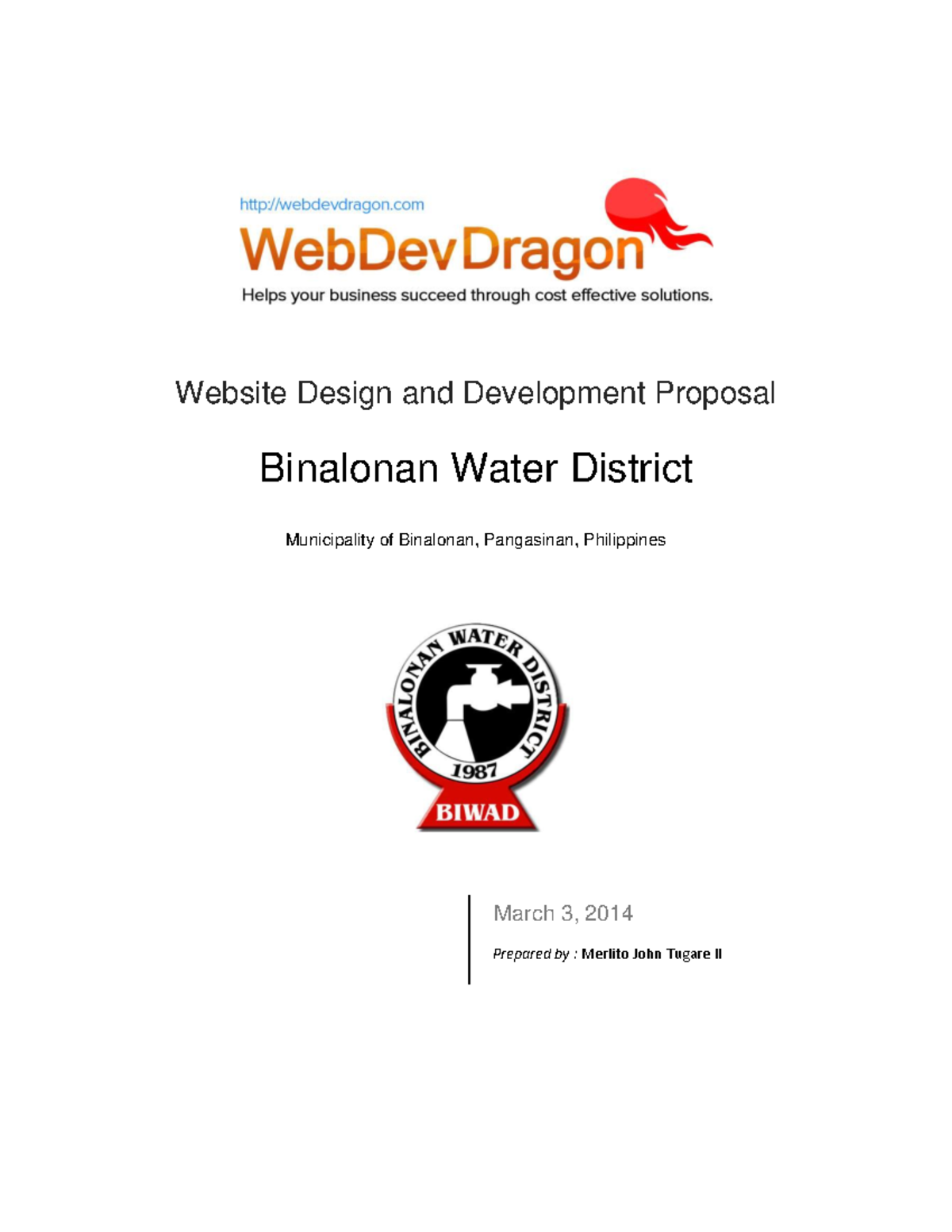 Webdev-proposal - Assignment - Prepared by : Merlito John Tugare II ...