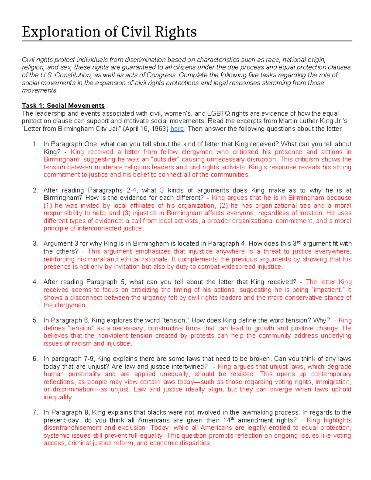 Exploration of Civil Rights - Exploration of Civil Rights Civil rights ...