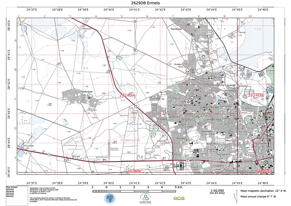 Humansdorp TOPO - Map for mapwork practice - 2629DB Ermelo 9 10 6 7 8 3 4 5 1 2 do 1146 o 183 ...