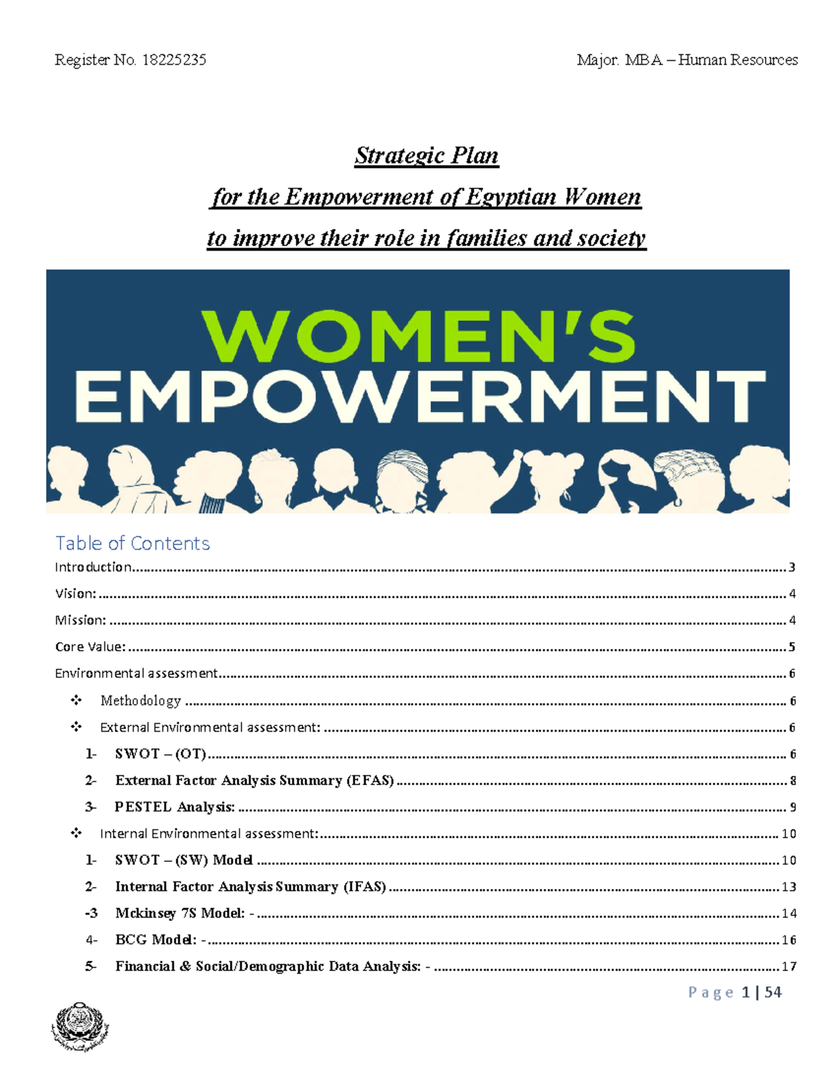01-Strategic Plan for the Empowerment of Egyptian Women - Strategic ...