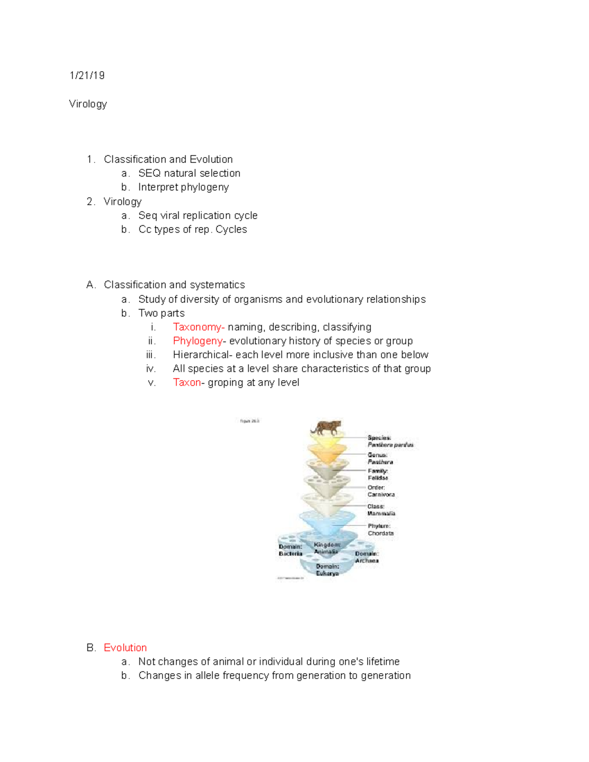 Bio 2 - notes - 1/21/ Virology Classification and Evolution a. SEQ ...