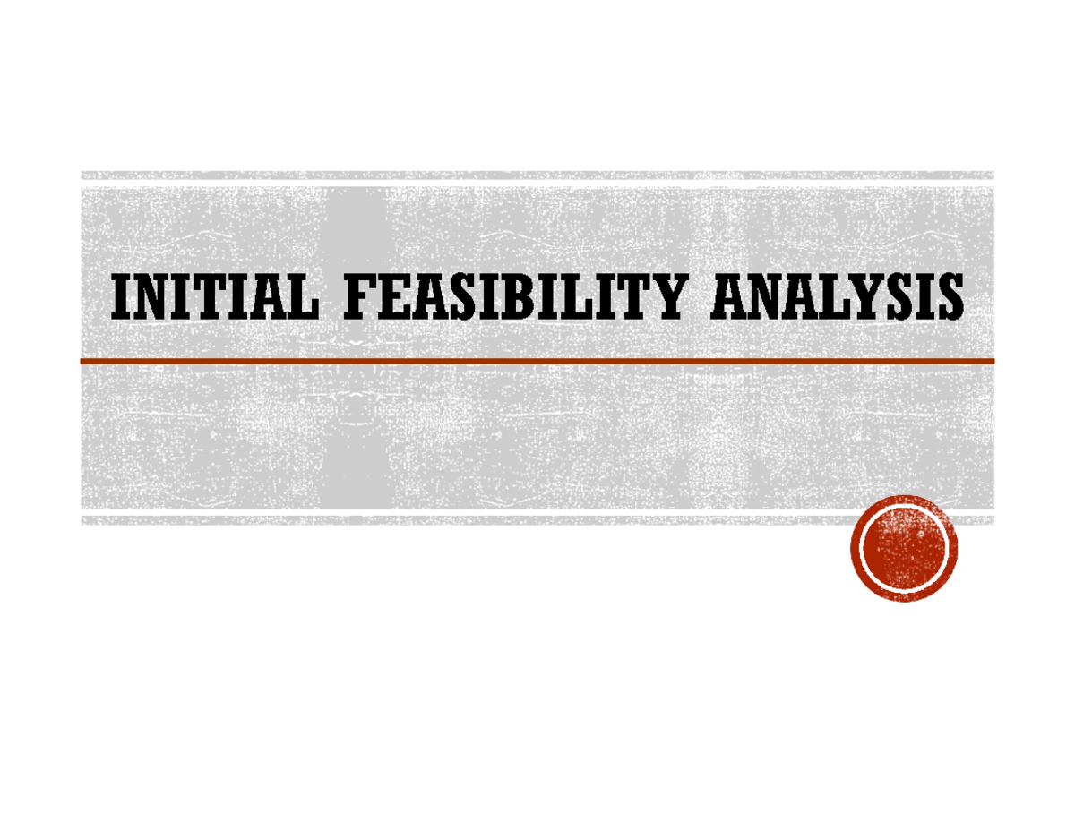 Initial feasibility study - INITIAL FEASIBILITY ANALYSIS LEARNING ...
