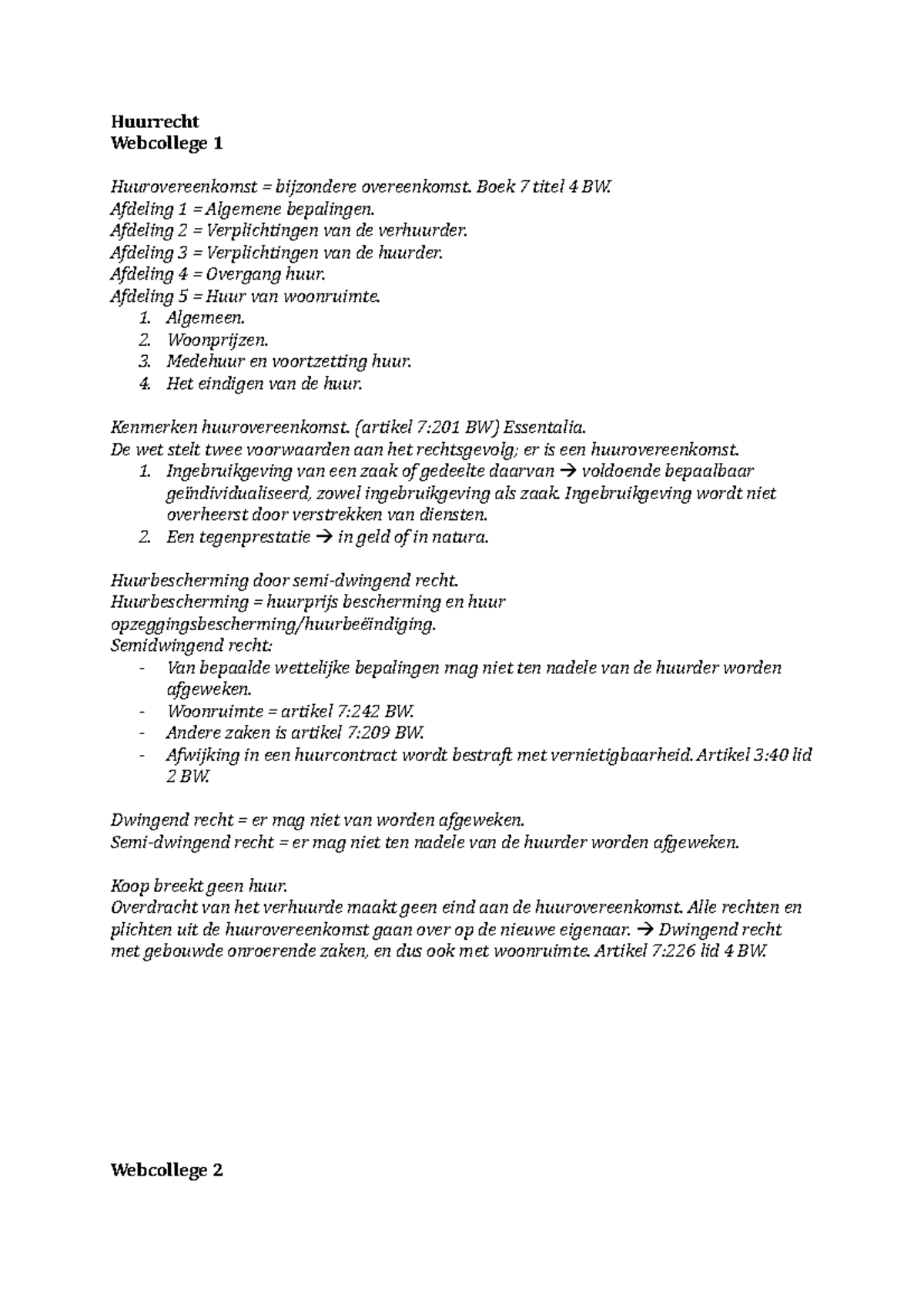 Huurrecht Webcolleges - Huurrecht Webcollege 1 Huurovereenkomst ...