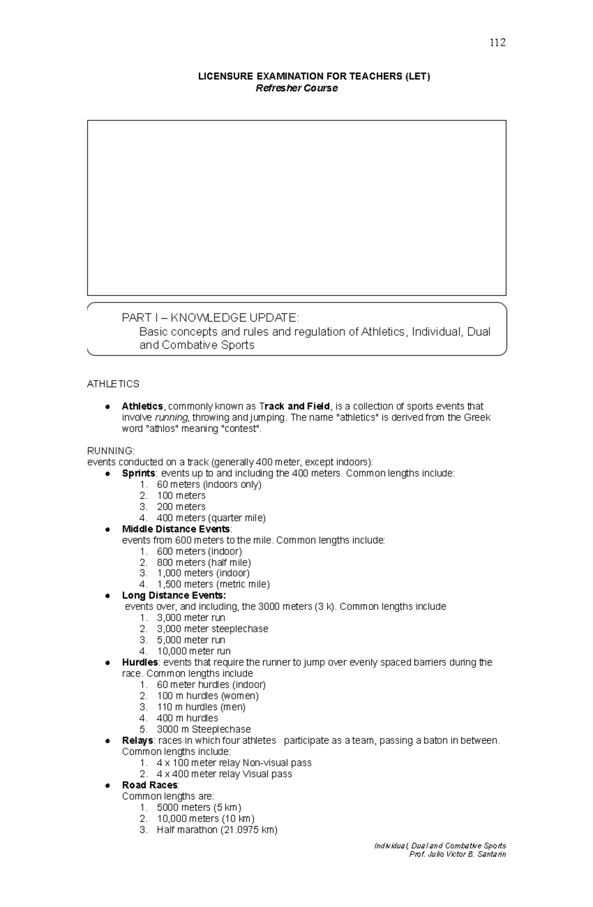 PE LET Individual Dual and Combative Sports with out TOS - LICENSURE ...