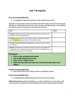 Cs121 lab8 - COMPSCI 121 Sec 02 Lab 8 Rishul Bhardwaj TOTAL POINTS 10 / 10 QUESTION 1 1 Lab ...