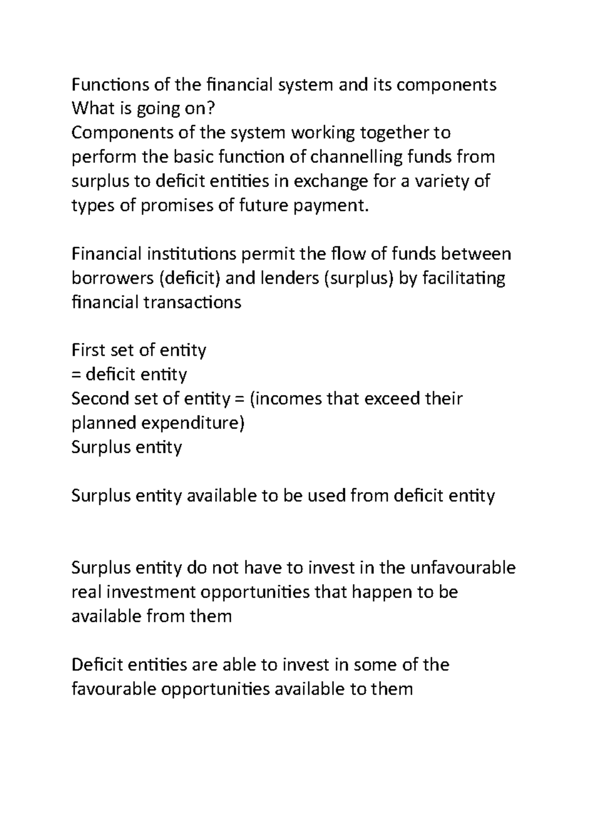 Financial institution & markets module 1 - Functions of the financial ...