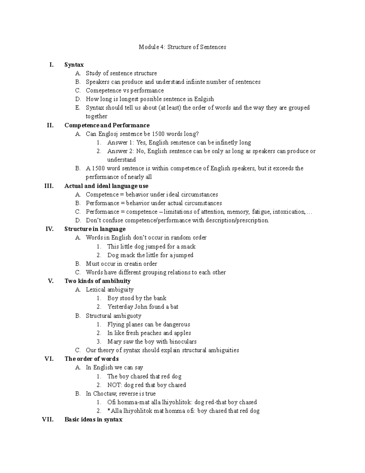 Module 4 Structure of Sentences - Module 4: Structure of Sentences I ...