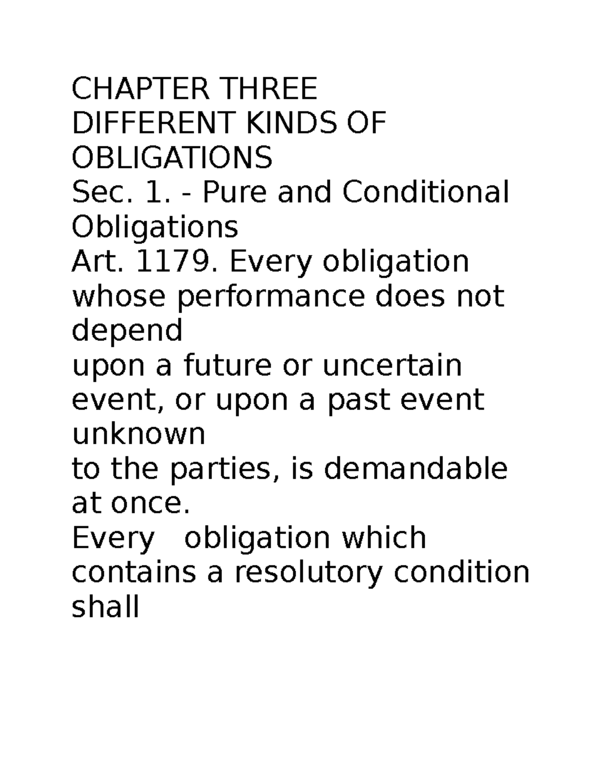 Obligationsandcontracts - CHAPTER THREE DIFFERENT KINDS OF OBLIGATIONS ...