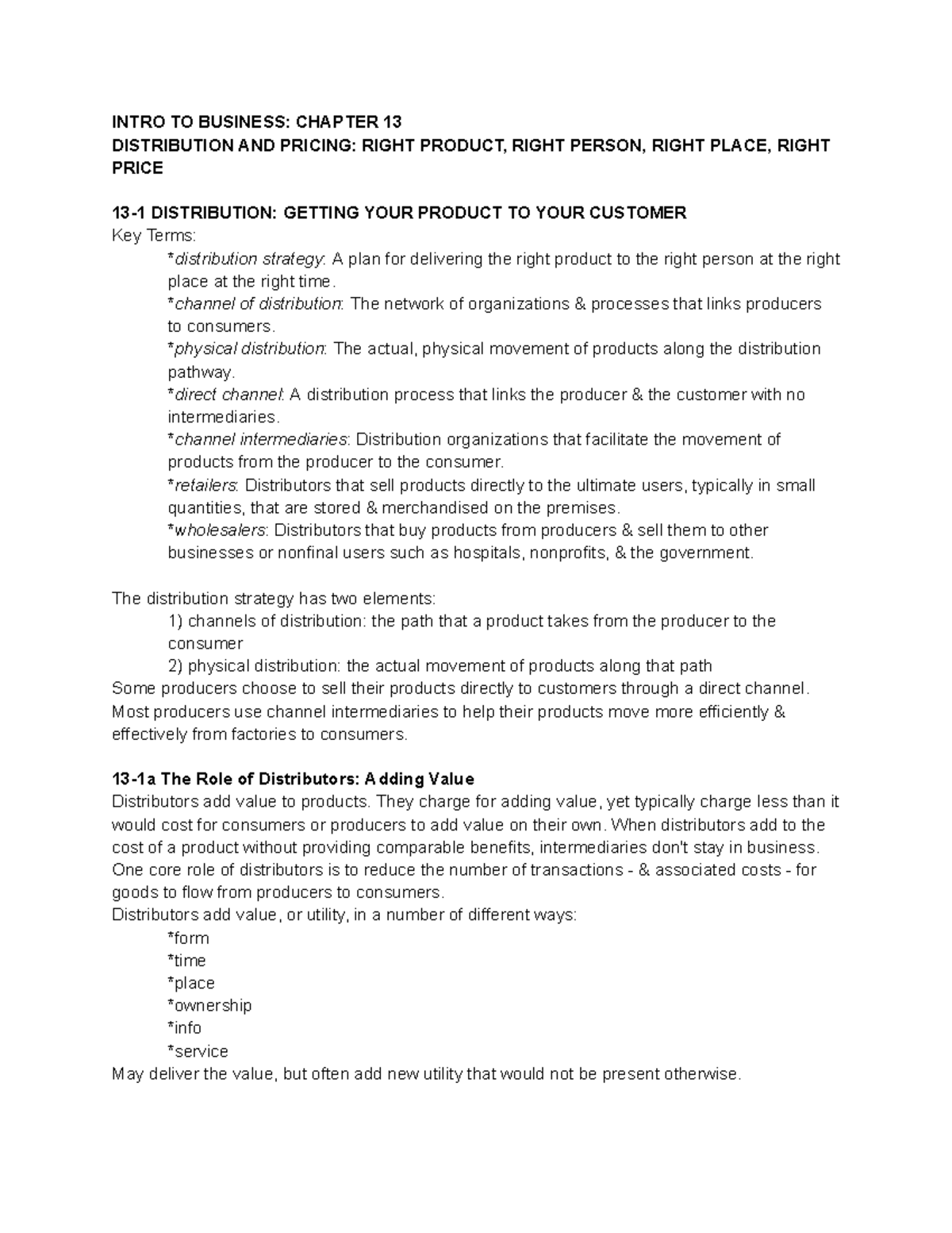 Intro TO Business Chapter 13 - INTRO TO BUSINESS: CHAPTER 13 ...