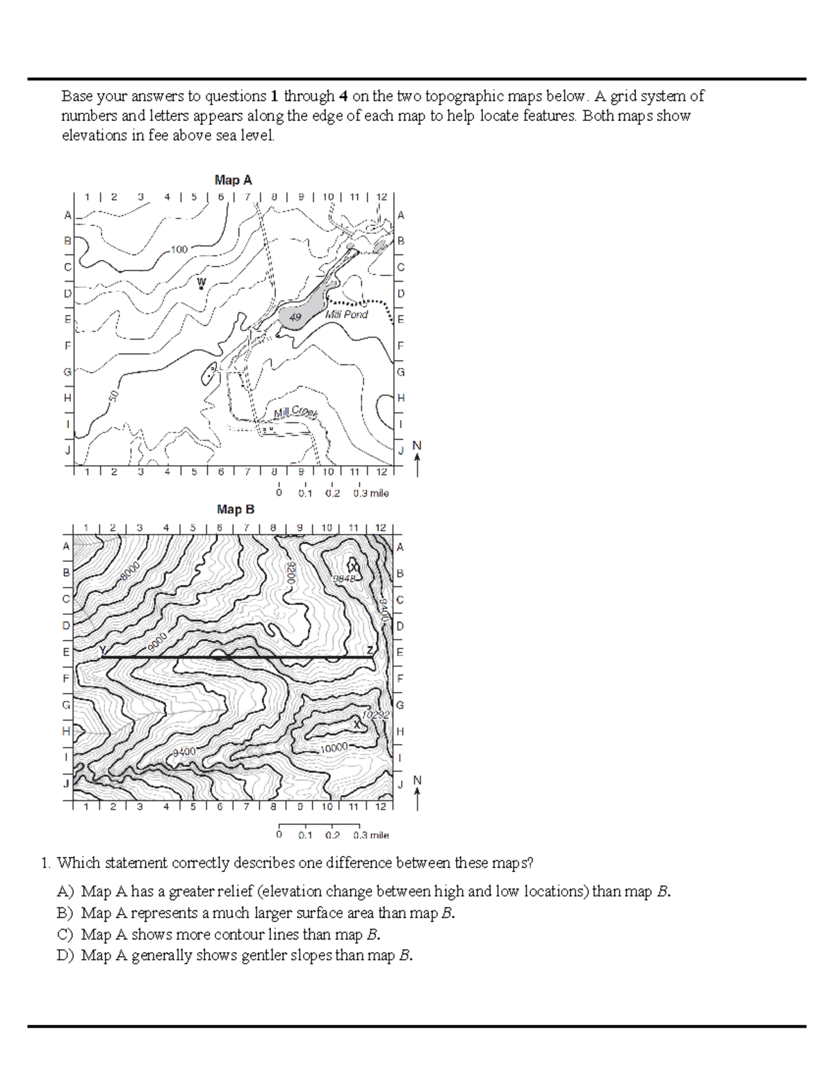 Topographic maps 1667431031434 sc - Base your answers to questions 1 ...