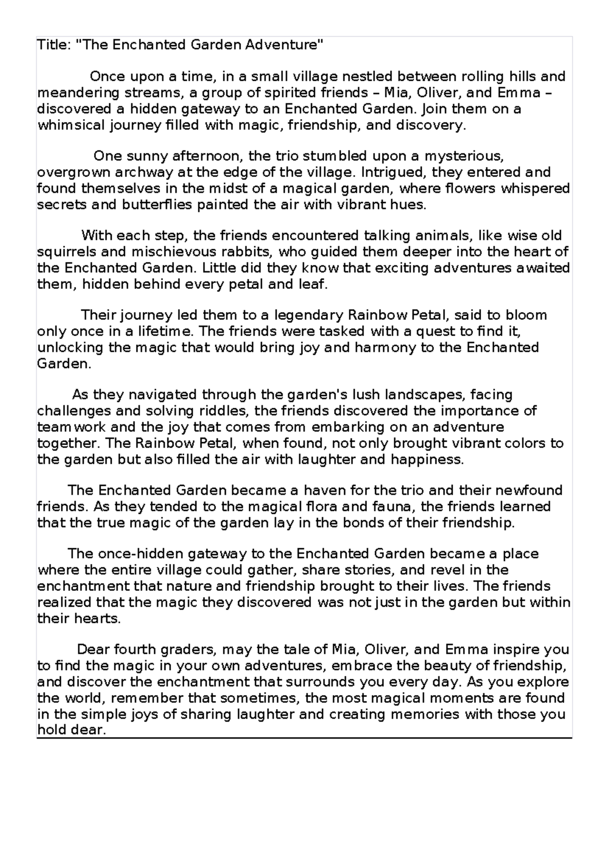 The Enchanted Garden Adventure - Title: "The Enchanted Garden Adventure ...