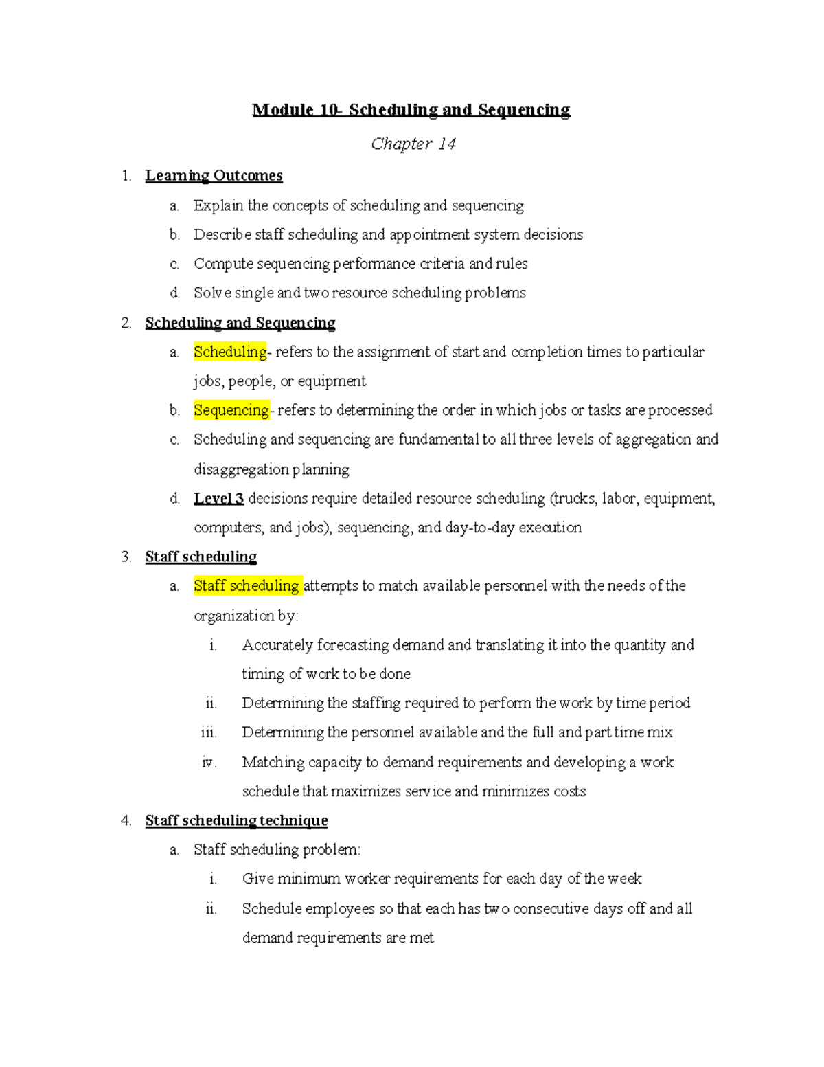 2020-operations management-lecture notes module 10 - Module 10 ...