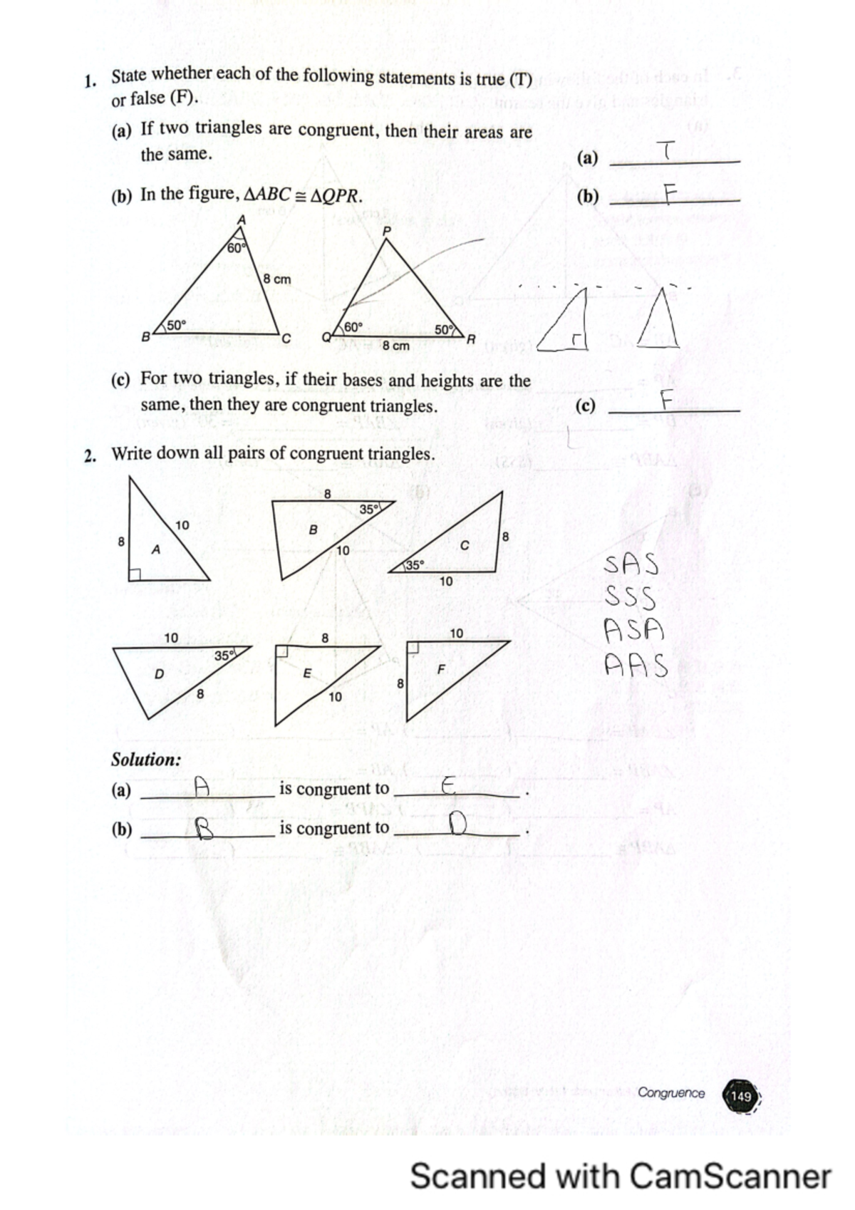 Math 2 - Math - 1. State whether each of the following statements is ...