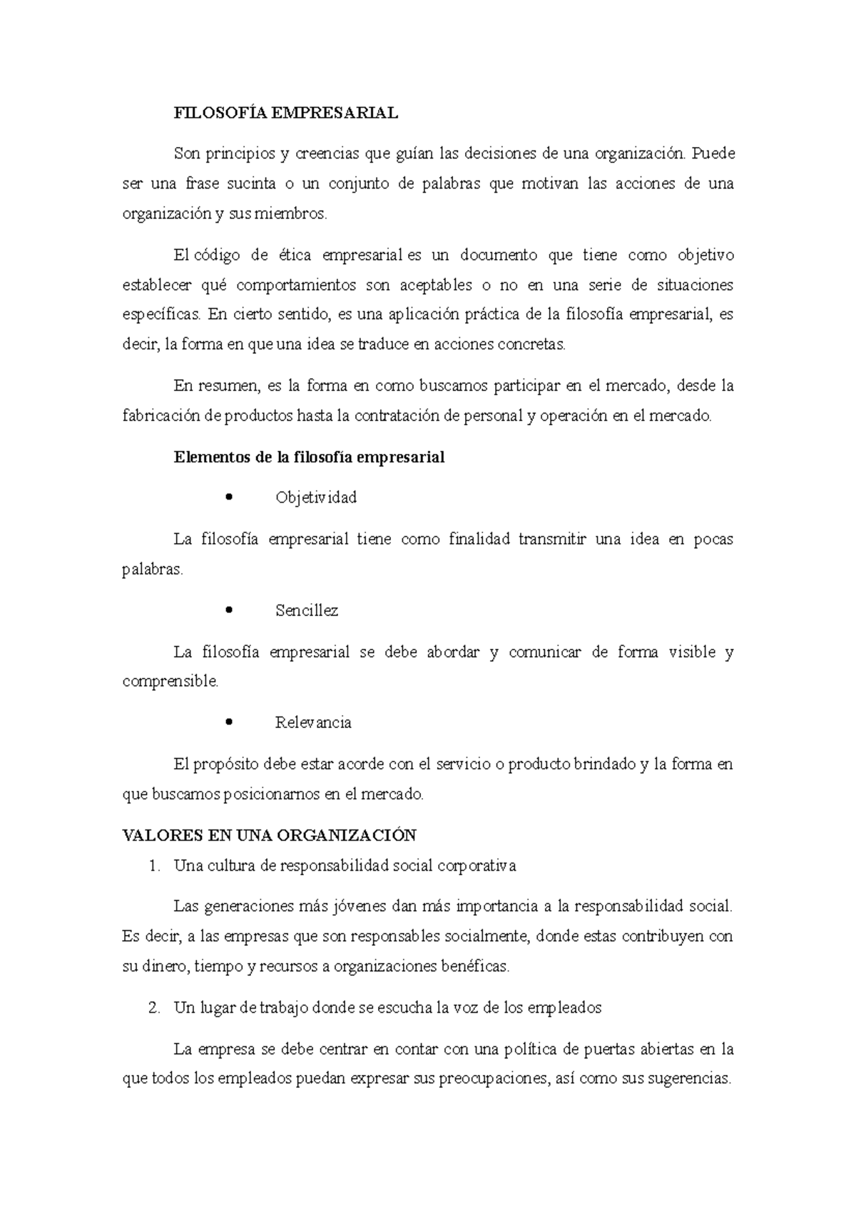 Filosofia Empresarial Y Valores - FILOSOFÍA EMPRESARIAL Son principios ...