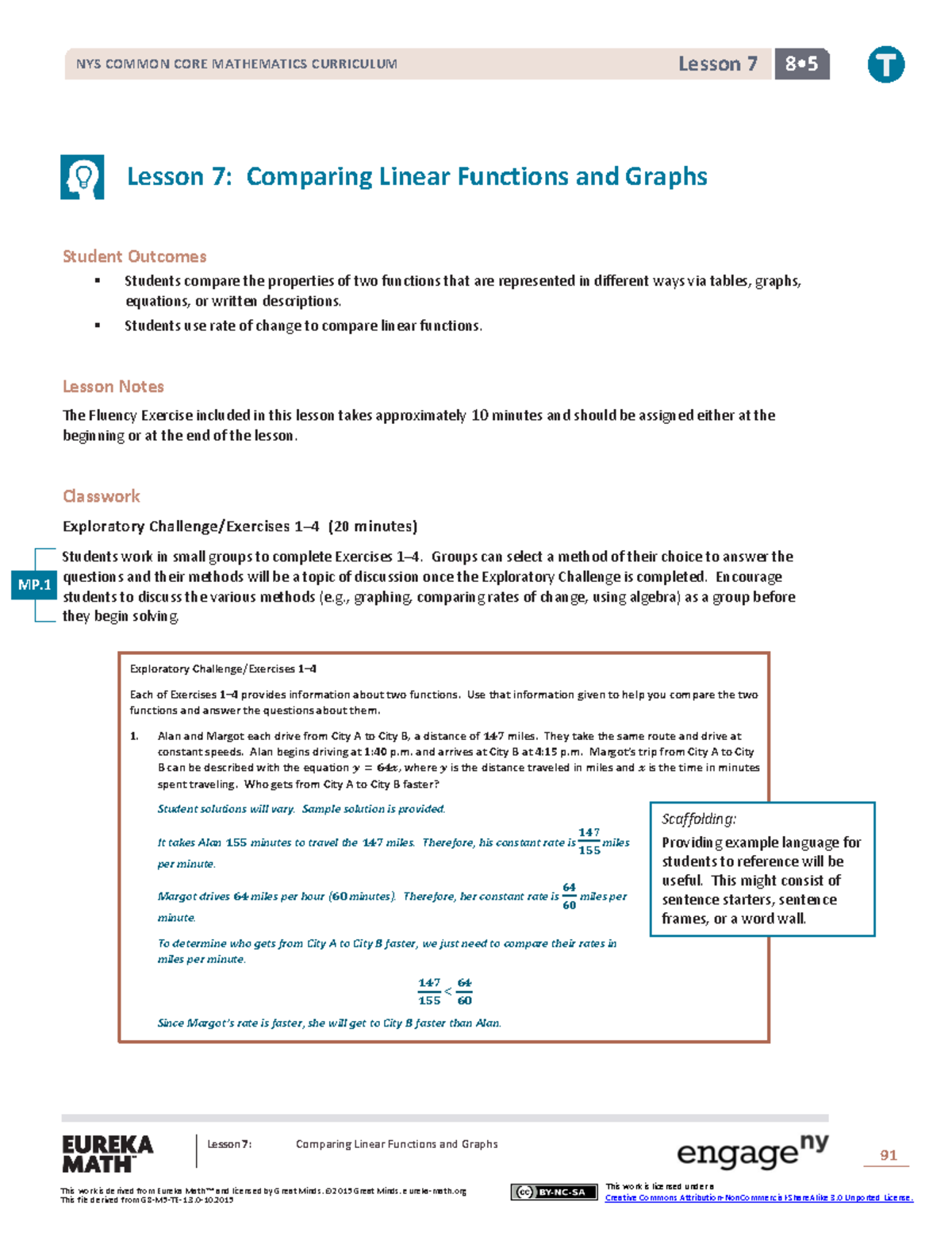 Math g8 m5 topic a lesson 7 teacher - Lesson 7: Comparing Linear ...